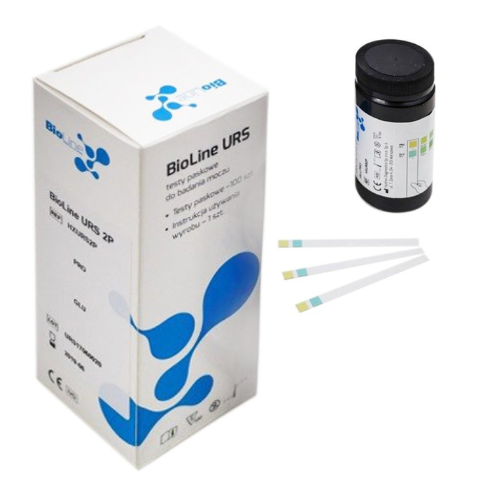 BioLine URS 2P - testy paskowe (100 sztuk) do badania moczu - 2 ...